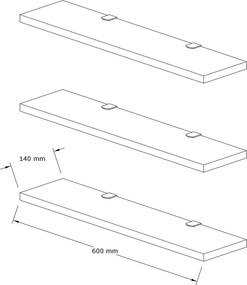 Sada 3 nástěnných polic Boss dub safírový/antracitová/bílá