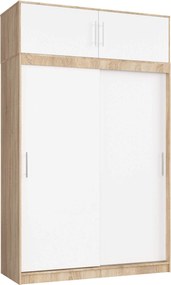Šatní skříň posuvná s nástavbou Mono 150 cm dub sonoma/bílá