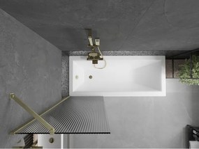 Mexen Next, 1-křídlová vanová zástěna 60 x 150 cm, 6mm sklo Ribs, zlatá matná, 895-060-000-00-09-55