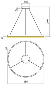 Závěsné led svítidlo Redo Febe Barva: Matt Gold 4000K, Ø - Průměr: 120 cm