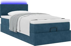 Osmanský rám postele s matrací tmavě modrá 100x200cm samet 3312534