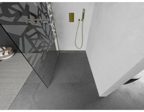 Mexen Kioto L, sprchová zástěna Walk-In 100 x 200 cm, 8mm čiré sklo bílý vzor, ​​zlatý matný profil, 800-100-103-55-85