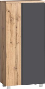 XXXLutz MIDI SKŘÍŇKA, dub wotan, šedá, 65/130/35 cm Held - Online Only koupelnové skříňky - 000307016829