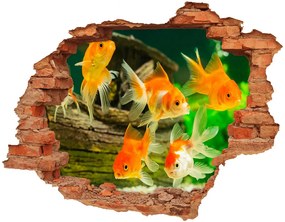 Wallmuralia Díra 3D foto tapeta nálepka Zlaté rybičky 90x70 cm