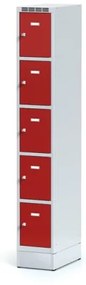 Alfa 3 Šatní skříňka na soklu s úložnými boxy, 5 boxů, červené dveře, otočný zámek