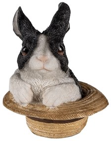 Dekorativní soška králíka v klobouku - 12*12*14 cm
