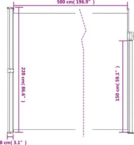 vidaXL Zatahovací boční markýza 220 x 500 cm [4004477] Barva: taupe