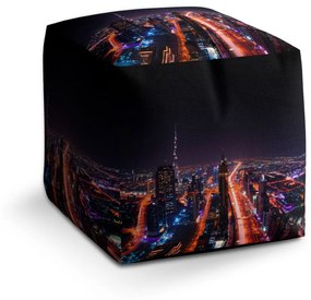 Sablio Taburet Cube Rozsvícené město: 40x40x40 cm