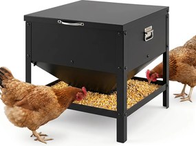Costway Pozinkované krmítko pro drůbež 56 l s výklopným víkem