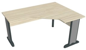 Stůl ergo lomený levý 160×120/60 cm - Hobis Cross CEV 60 L Dekor stolové desky: akát, Dekor lamino podnože: akát, Barva nohou: černá