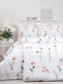 MK Lůžkoviny Francouzské flanelové povlečení - Vlčí máky bílé 220 × 200 cm, 2ks 70 x 90 cm