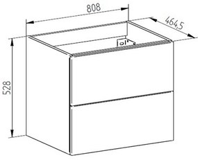 Mereo Aira koupelnová skříňka s keramickym umyvadlem 81 cm dub CN721