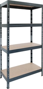 AR Shelving Kovový regál RIVET antracitový, 4 police, 175 kg, 180 x 75 x 35 cm