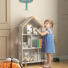 Úložný organizační regál na hračky ZONEKIZ pro děti se 3 patry a stříškou, nosnost 50 kg, do herny a dětského pokoje 65x25x108,5 cm Bílá