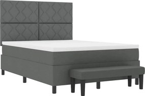 Postel s boxspringem s čelo Tmavě šedá 140 x 200 cm textil 3344150