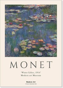 Plakát Claude Monet x PSTR Studio - Waterlillies
