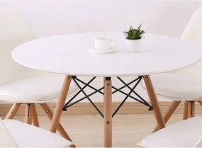 Jídelní stůl, bílá/buk, průměr 80 cm, GAMIN 2 NEW 80
