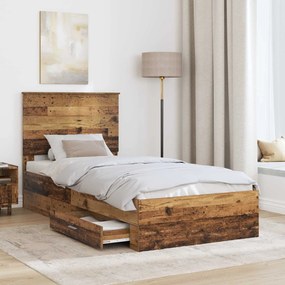Rám postele s čelo Staré dřevo 90 x 190 cm Kompozitní dřevo 3409701