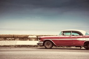 Vícedílný obraz Staré Americké Retro Auto Nedostatek Nedostatek Přírodní plátno 180x120
