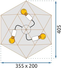 Toolight, stropní svítidlo 3xE27 APP1094-3C, černá-zlatá, OSW-04410