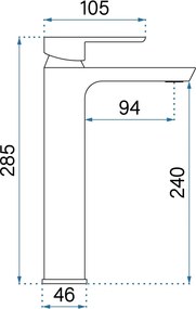 Rea Argus, vysoká umyvadlová baterie h-285, měděná matná, REA-B3006