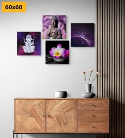 Set obrazů Feng Shui ve fialovém provedení - 4x 60x60 cm