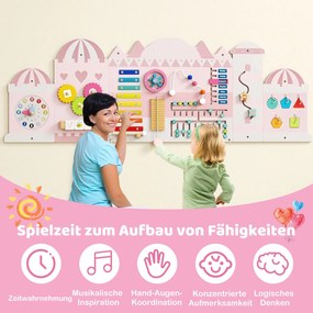 Costway Batole Activity Wall 11-in-1 Montessori dřevěná nástěnná hračka