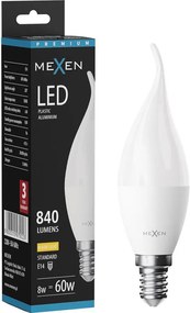 Mexen Nova, LED žárovka plamen E14, C37, 5W, Teplá - 3000K, 525 lm - L106-E14-0530-01