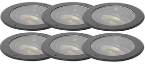 Sada 6 stmívatelných venkovních zemních bodových svítidel černých IP65 vč. LED - Delux Honey
