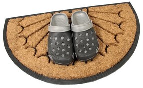 Kokosová čistící venkovní vstupní půlkruhová rohož Rays, FLOMAT - délka 45 cm, šířka 75 cm a výška 2,2 cm