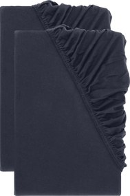 Livarno® Sada žerzejových napínacích prostěradel, 90-100 x 200 cm, 2dílná, tmavě modrá