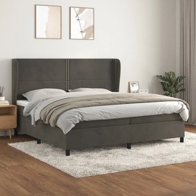 Box spring postel s matrací tmavě šedá 200x200 cm samet 3129172