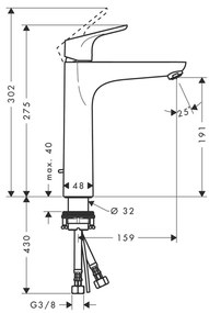 Hansgrohe Focus - páková umyvadlová baterie 190 s odtokovou garniturou a táhlem, chrom 31608000