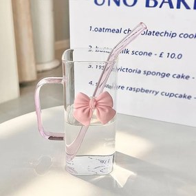 Flamenco Mystique Sklenice 320 ml obdélníková s víčkem, mašlí a brčkem, 1 ks, 87 SZK