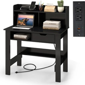 Costway Stůl se zásuvkami Malý s nástavcem – 95 × 56 × 109,5 cm, černý