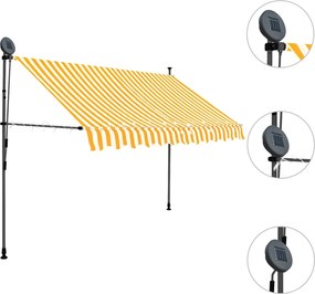 vidaXL Marketos Ručně zatahovací markýza s LED světlem 250 cm bílooranžová