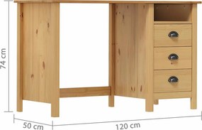 Psací stůl Hill 3 zásuvky 120 x 50 x 74 cm masivní borové dřevo 288995