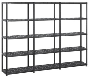 Úložný regál 5patrový černý 213 x 38 x 170 cm plast 3059856