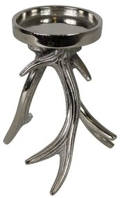 Stříbrný kovový svícen Austin s parohy - 11,5*11,5*19cm
