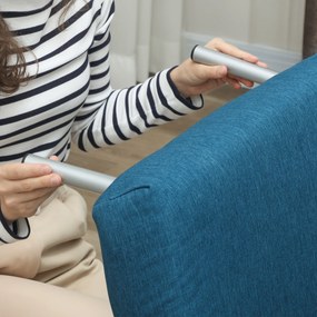 HOMCOM Skládací křeslo s funkcí postele, skládací polohovací křeslo v lněném stylu, nastavitelná opěradla, 75 x 70 x 75 cm, modrá