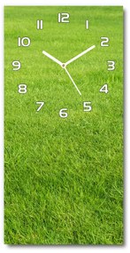 Wallmuralia Nástěnné skleněné hodiny Zelená tráva 30x60 cm