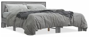 Rám postele šedý sonoma 150 x 200 cm kompozitní dřevo a kov