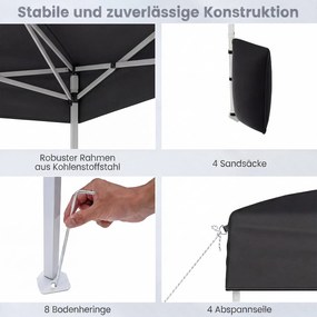 Costway Pavilon Výsuvný skládací pavilon s 4 Odnímatelné boční stěny 3 oddíl