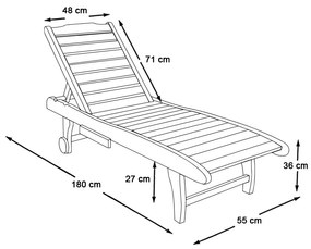 Dřevěné rozkládací lehátko s výsuvnou podpěrou