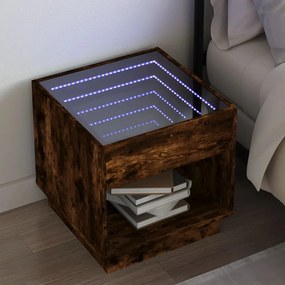 Noční stolek s Infinity LED kouřový dub 50 x 50 x 50 cm