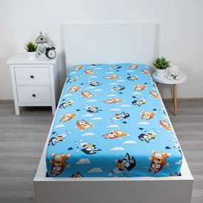 Modré napínací bavlněné dětské prostěradlo na jednolůžko 90x200 cm Bluey – Jerry Fabrics