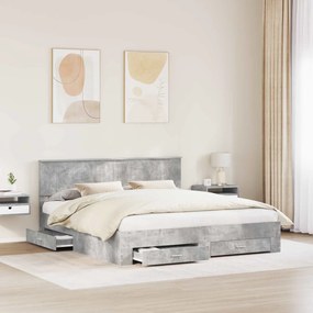 Rám postele s čelo Betonově šedá 180 x 200 cm Kompozitní dřevo 3410864