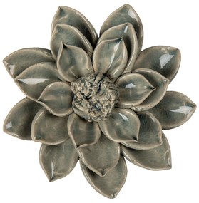 Keramická dekorace květina modro-šedá - Ø 14*4 cm