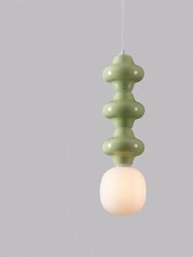 Bílé/světle zelené keramické závěsné svítidlo se skleněným stínidlem ø 18 cm Clio – Nova Luce