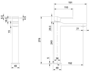 OMNIRES SL7712CR - Umyvadlová baterie SLIDE 27,8 cm lesklý chrom